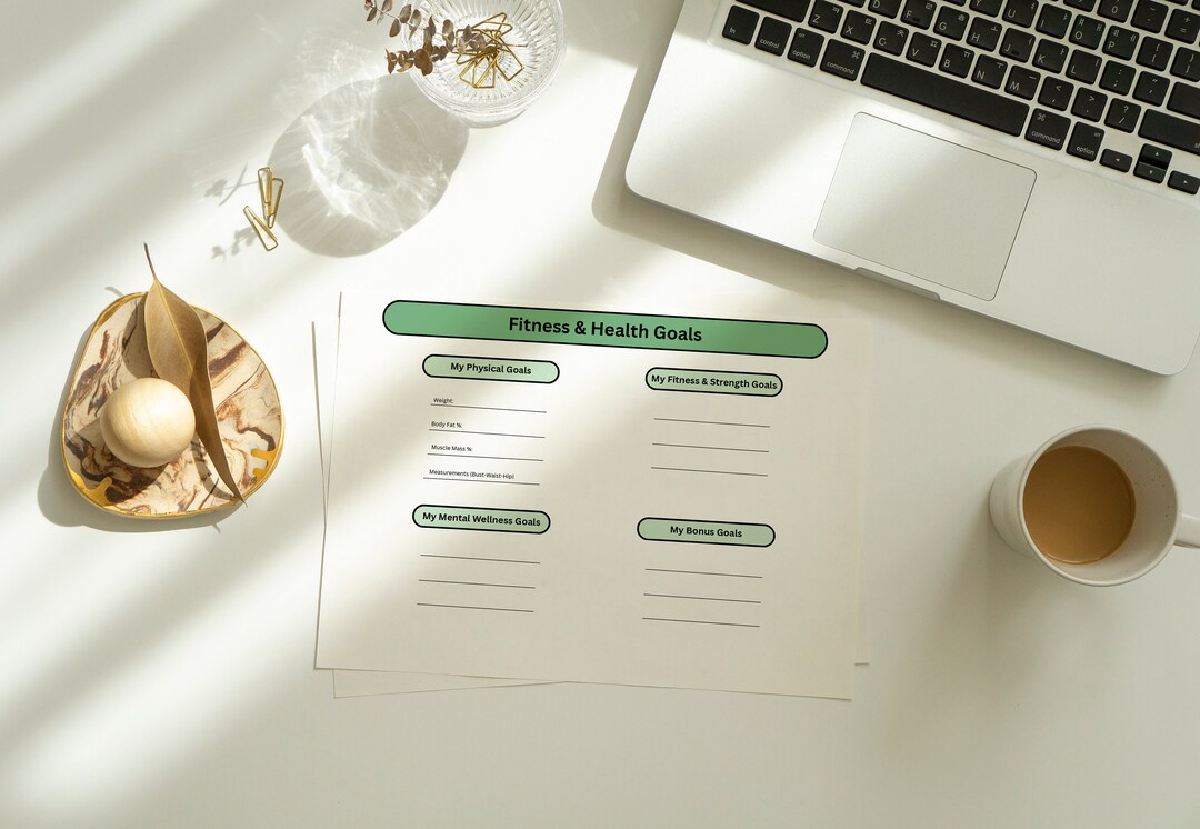 Fitness Health Goals Template Digital Printable Fitness Journal Weight ...