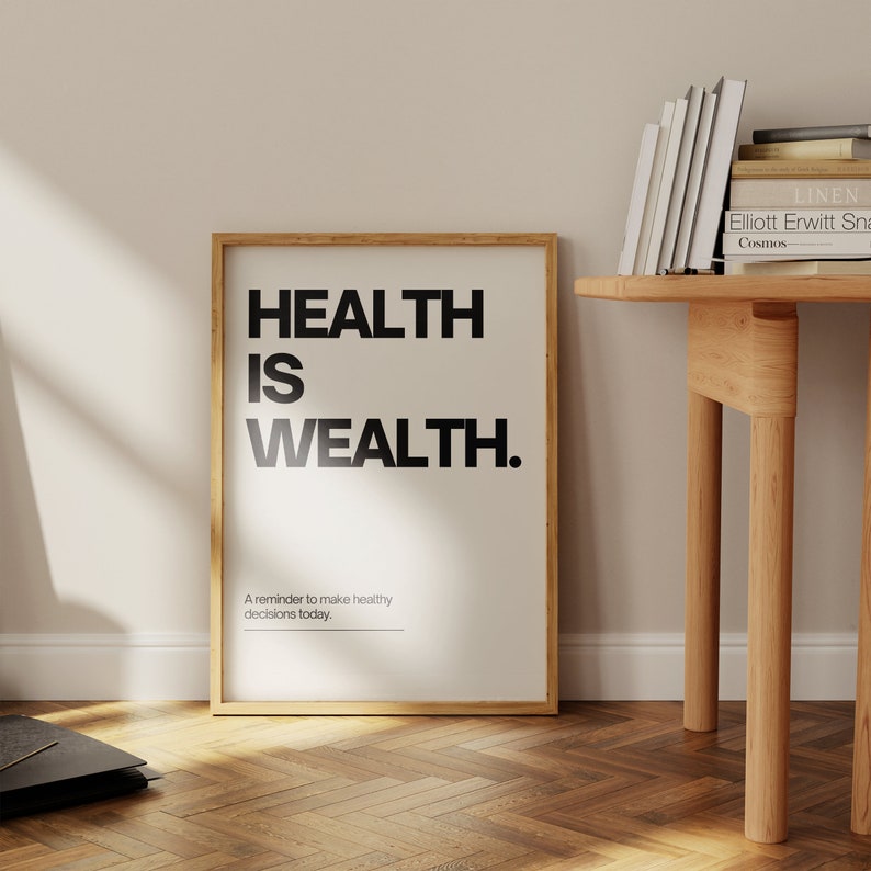 La salud es la riqueza motivación cartel digital imprimible minimalista ...