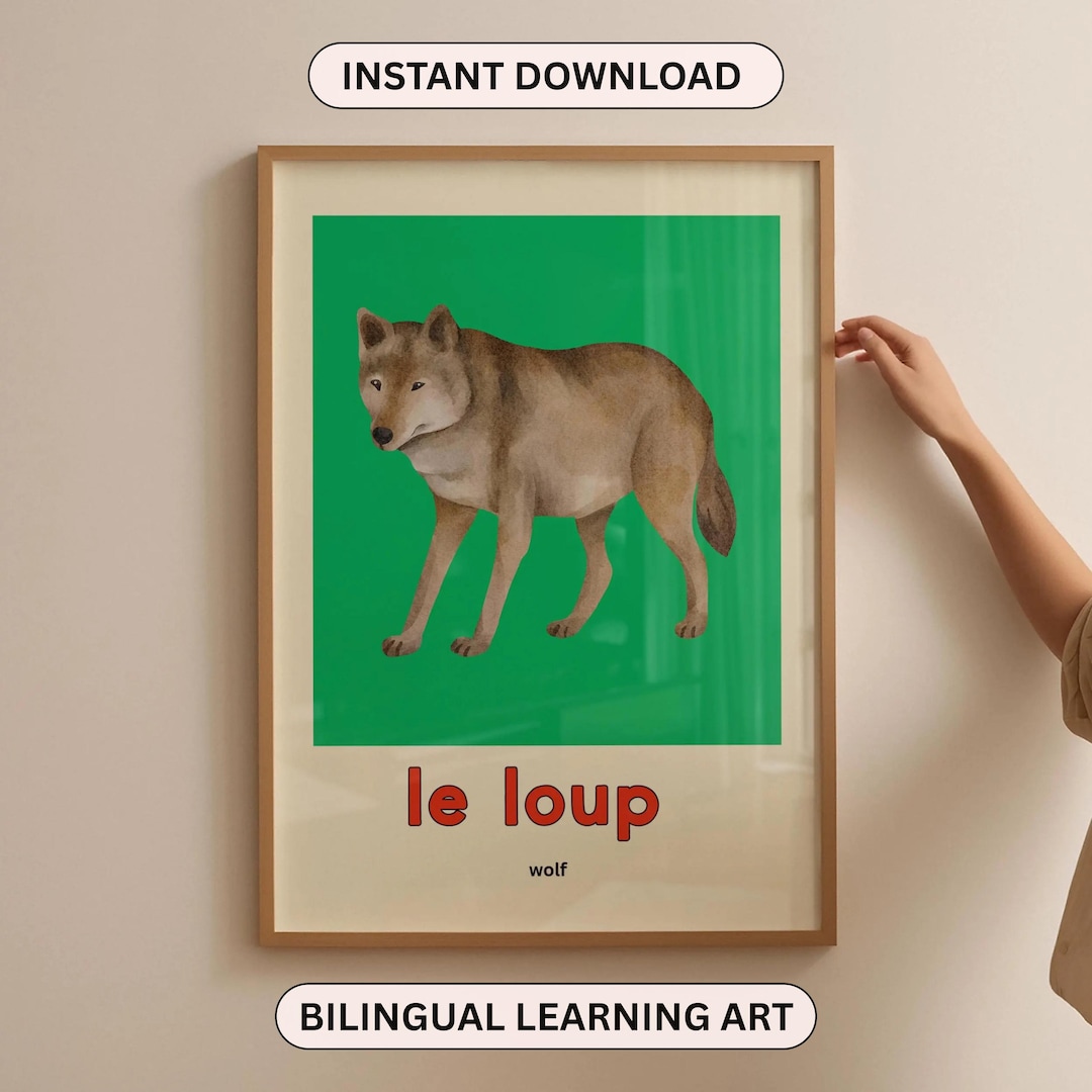 Vintage Wolf French ABC Poster: Bilingual Nursery Art (digital Download ...