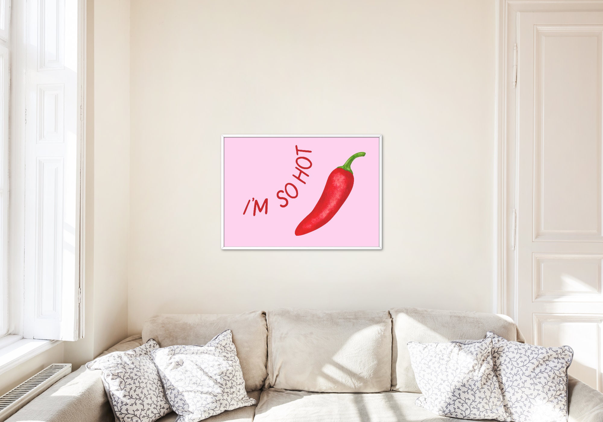 Hot Pepper Poster so Hot Poster Red Chili Pepper Poster Digital Wall ...