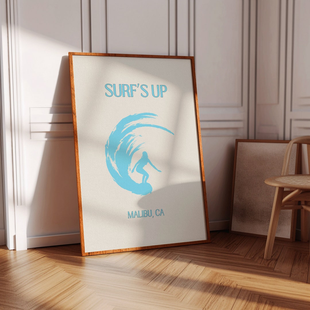 Beach Wall Art Malibu Surfer Poster Digital Poster Surf Print for Beach ...
