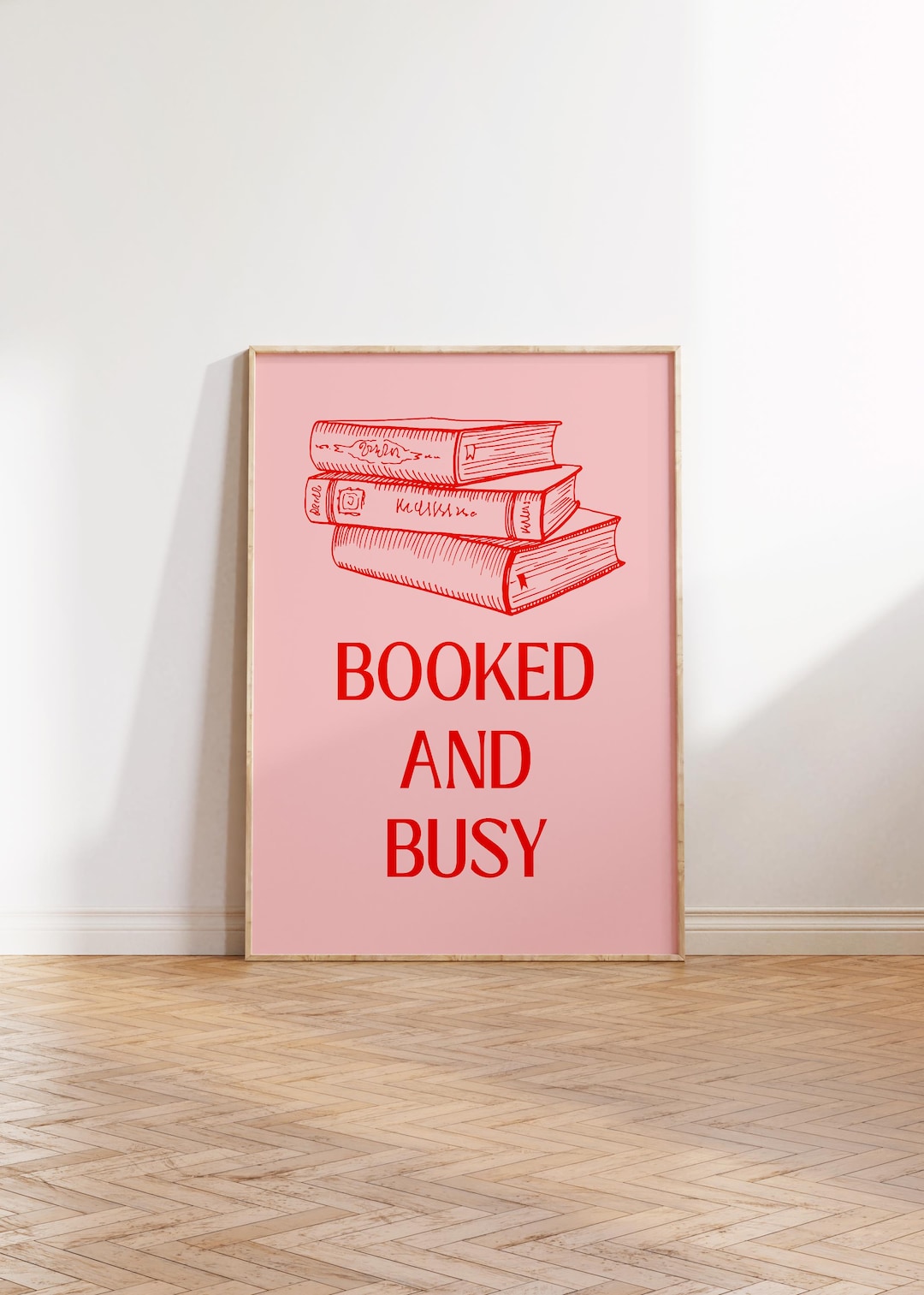 Booked and Busy Poster: Retro Book Lover Wall Art - Etsy