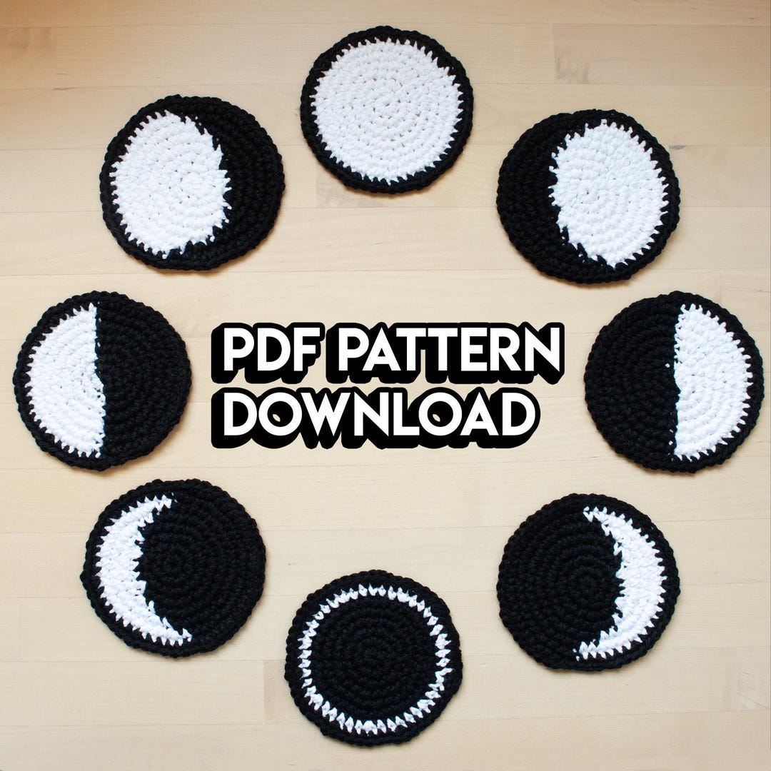 Phases of the Moon Crochet Coaster Pattern Download - Etsy