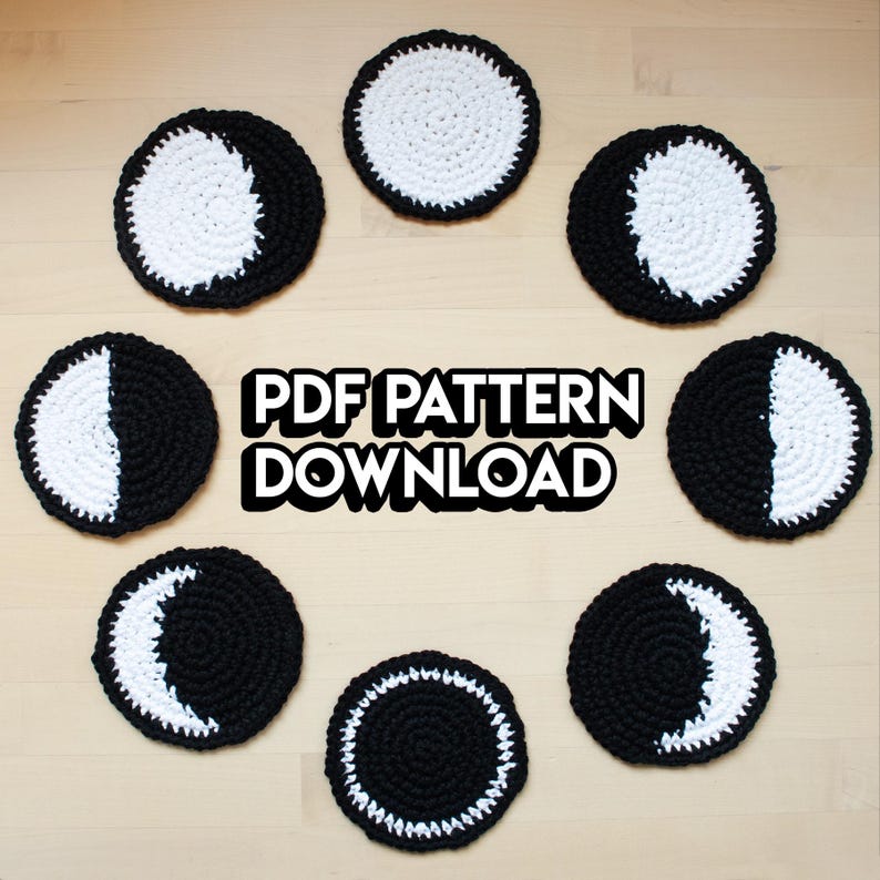Phases of the Moon Crochet Coaster Pattern Download - Etsy