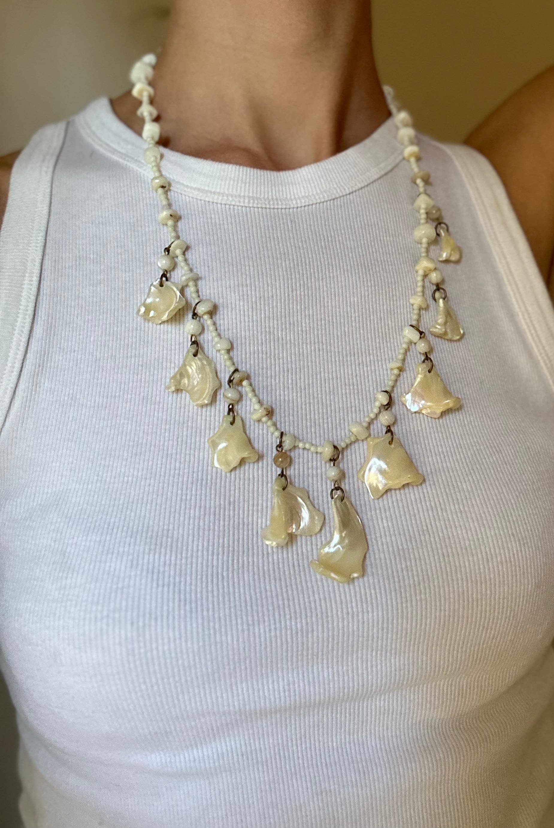 Vintage Shell and Mother of Pearl Necklace - Etsy