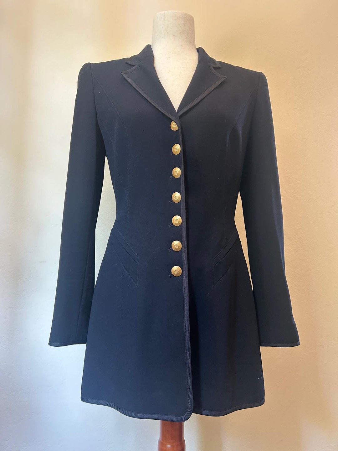 90's/y2k Vintage Rena Lange Navy Blazer With Gold Buttons - Etsy