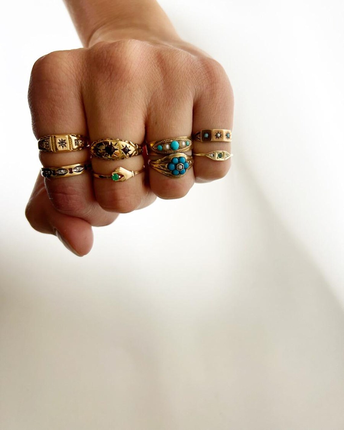 Vintage Gold and Garnet Gypsy Star Ring - Etsy