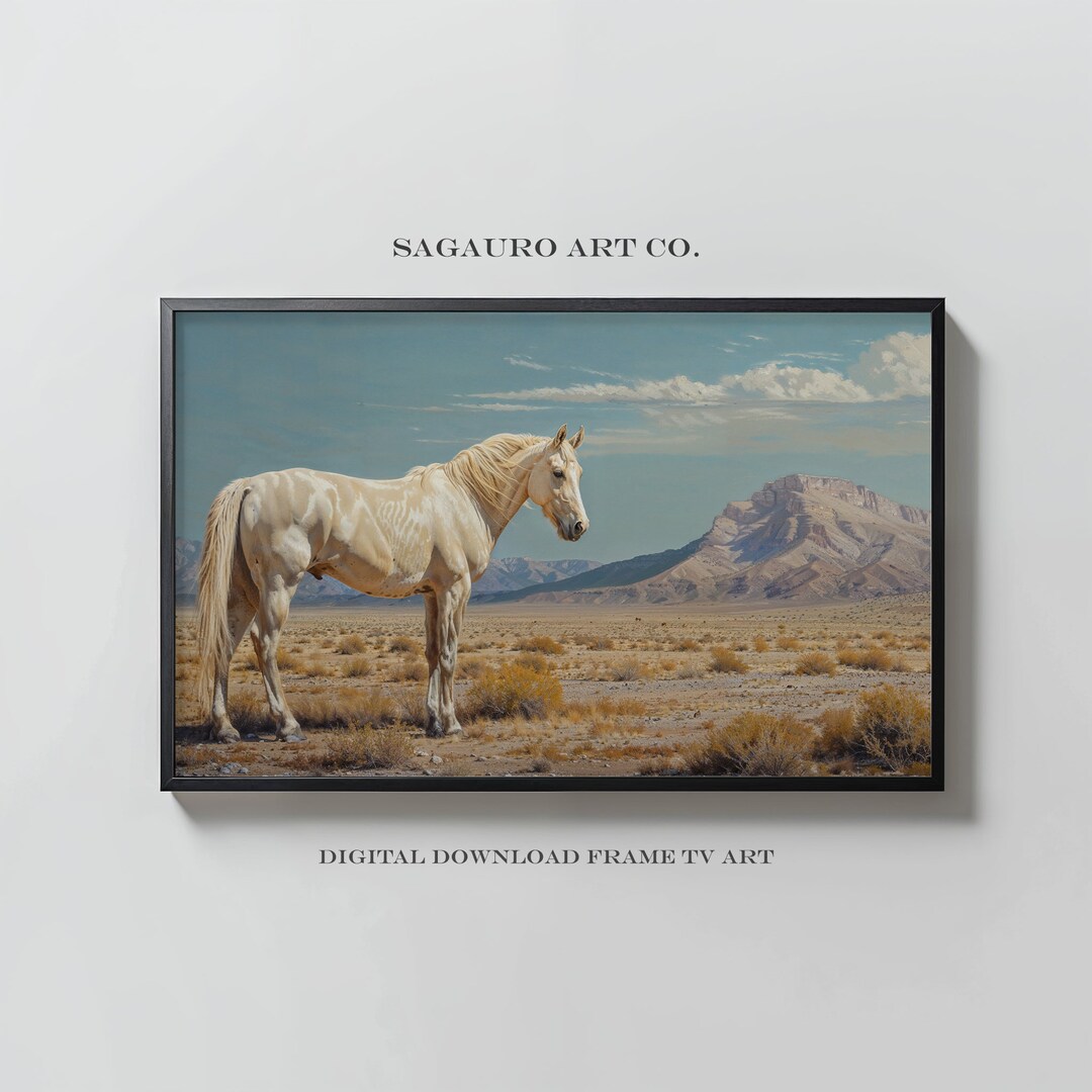 White Stallion, Vintage TV Frame Art, Digital Download, South West ...