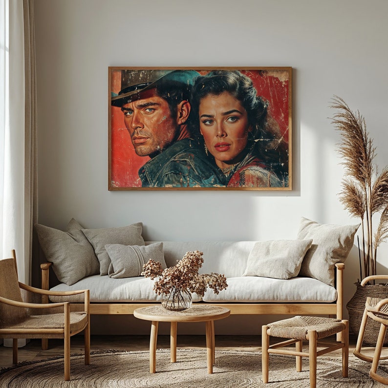 Vintage Cowboy Movie Poster Art, TV Frame Art, Digital Download ...