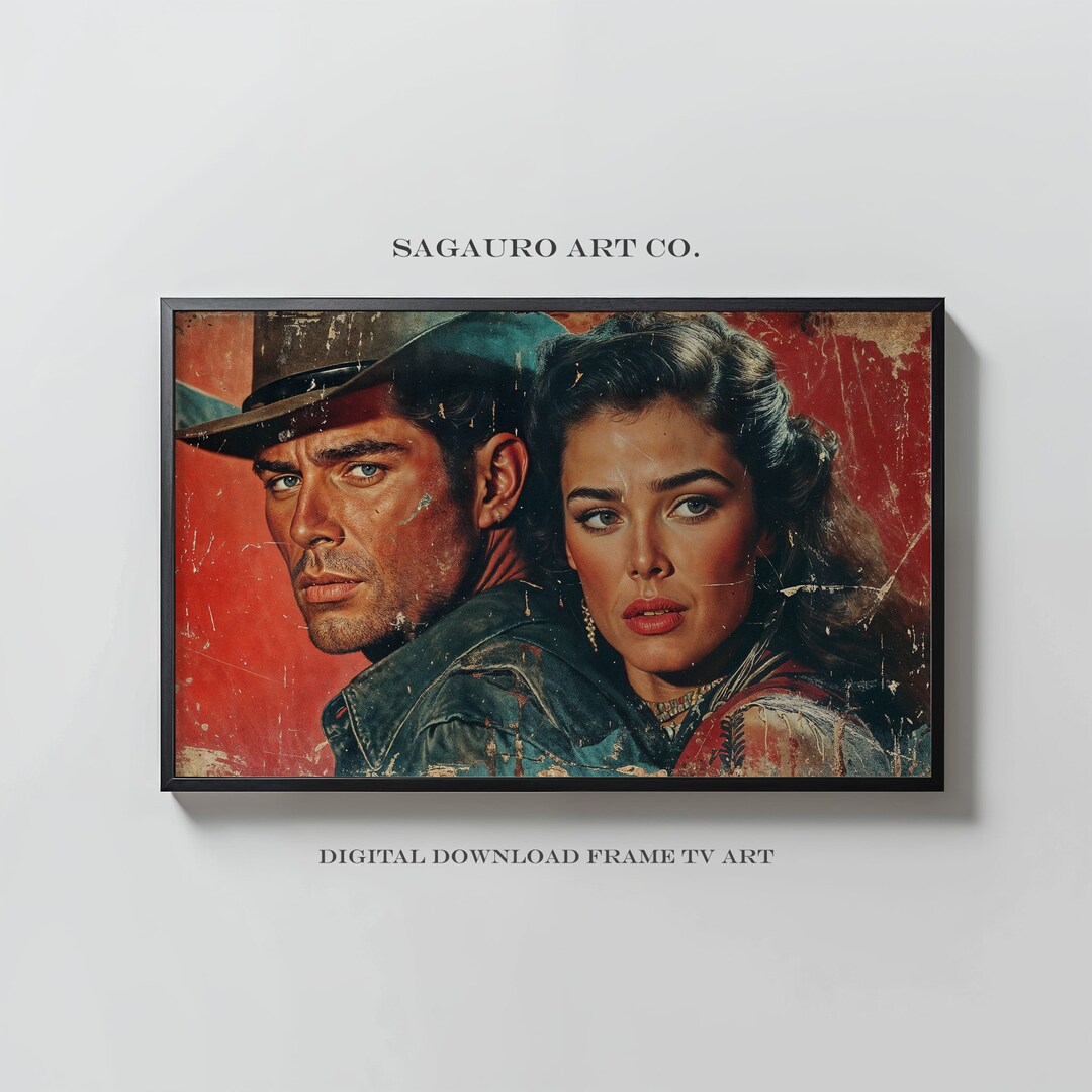 Vintage Cowboy Movie Poster Art, TV Frame Art, Digital Download ...