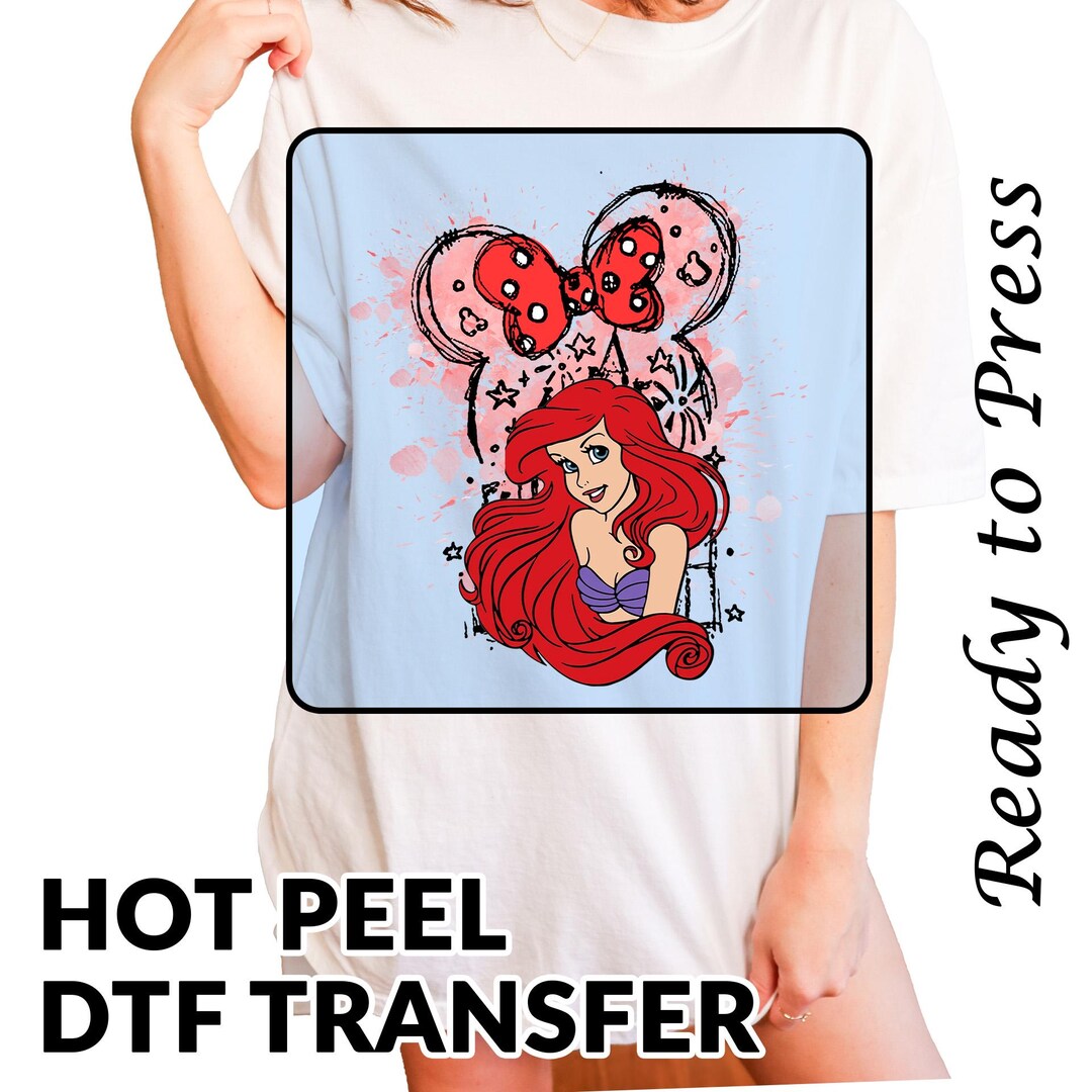 Ariel Red Hair Princess DTF Transfer Ready to Press | Little Mermaid ...