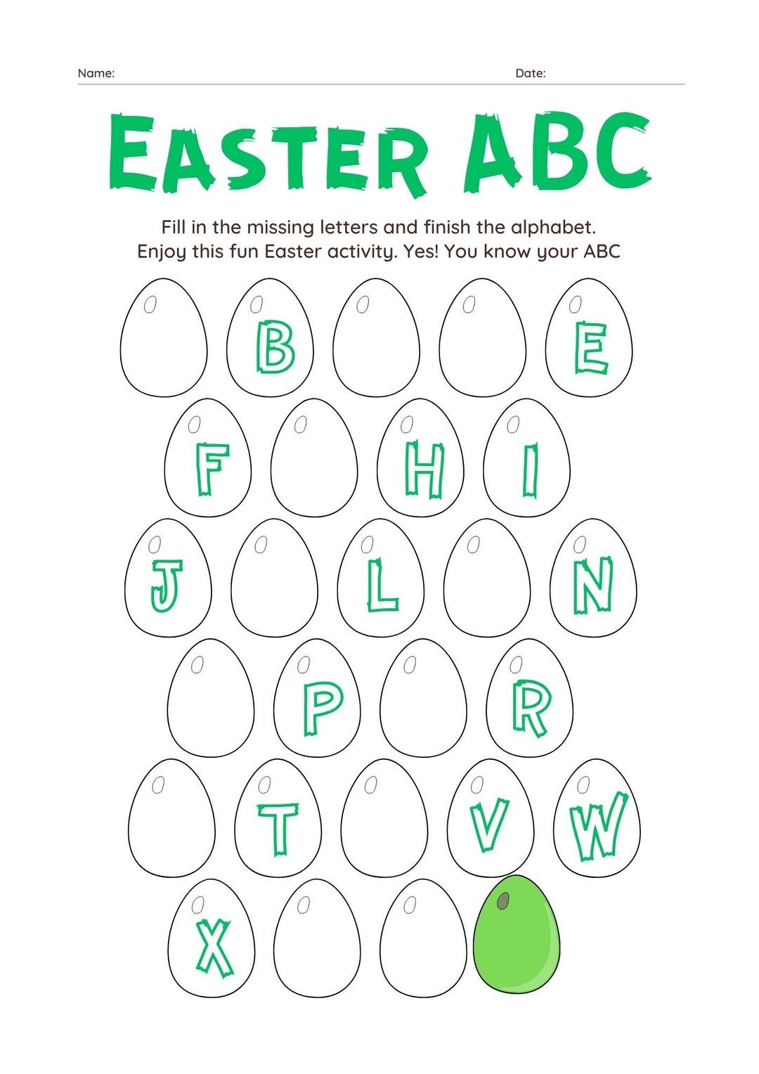 Easter ABC Learning Activity! - Etsy