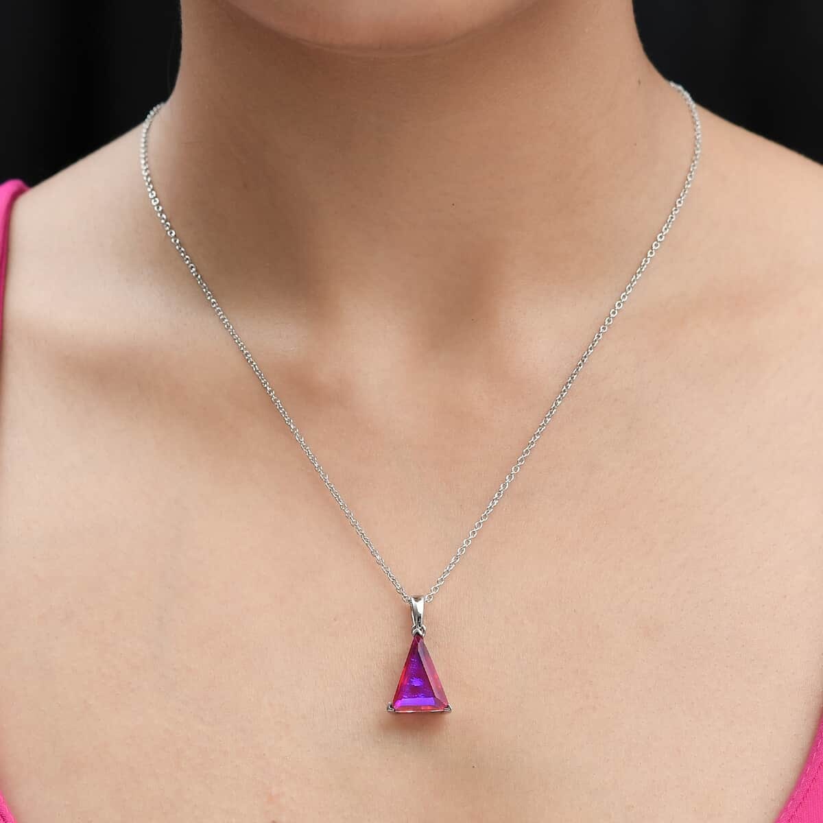 Handmade Volcanic Quartz triplet Triangle Solitaire Pendant Necklace 20 ...