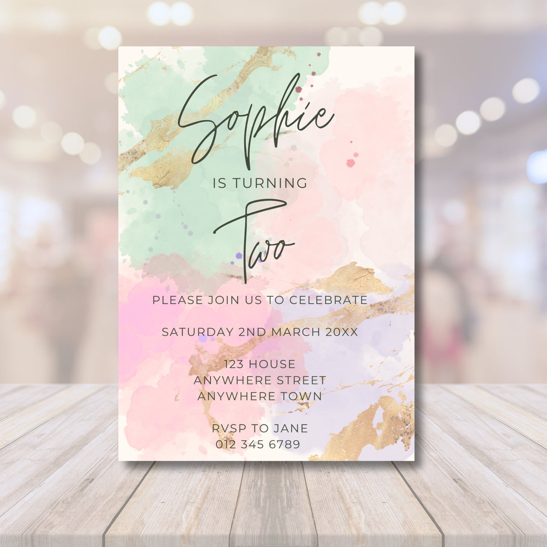 Editable Water Colour Party Invitation - Etsy
