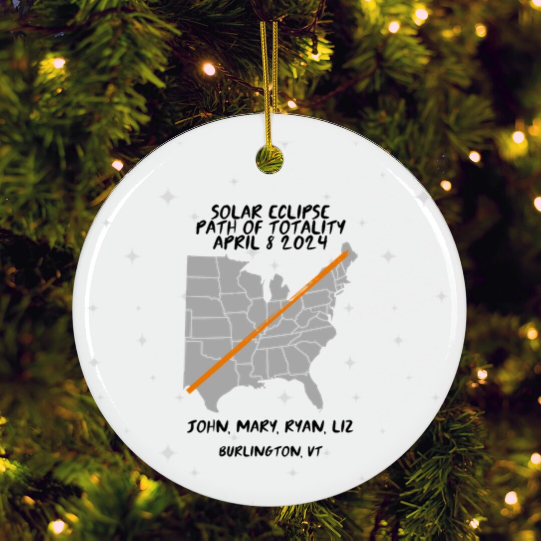 Solar Eclipse Ornament, Custom Christmas Ornament, Path of Totality, Astronomy Holiday Gift ...