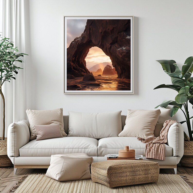 Coastal Stone Archway Print Natural Formation Landscape Decor Stone ...
