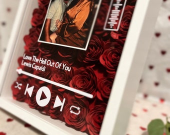Spotify Frame, Shadow Box, Gift for Her, Roses, Personalized Floral Box ...
