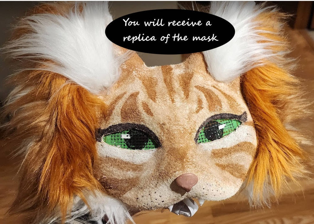 Orange Cat Tabby Green Eyes Therian Mask - Replica Made to Order ...
