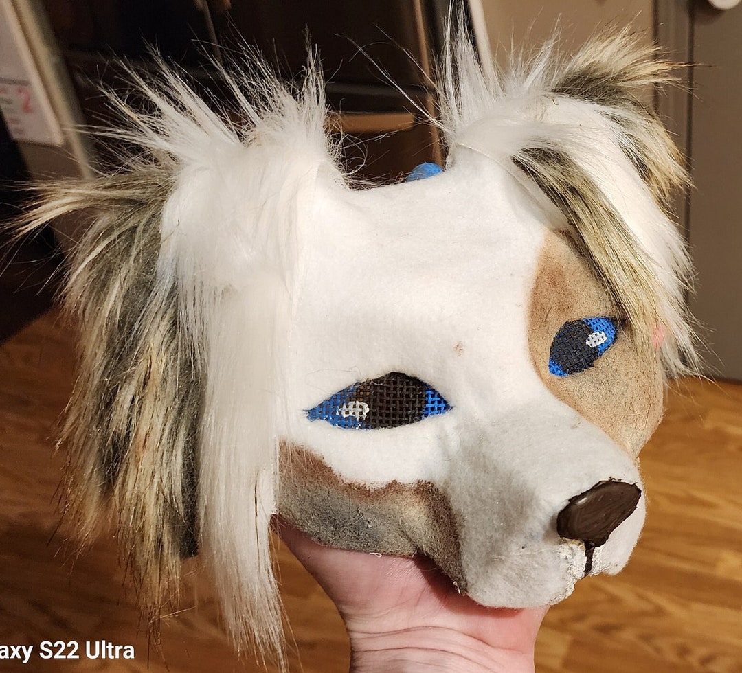 Weiß getupfte Hunde Therian Maske - Replika auf Bestellung - Etsy.de