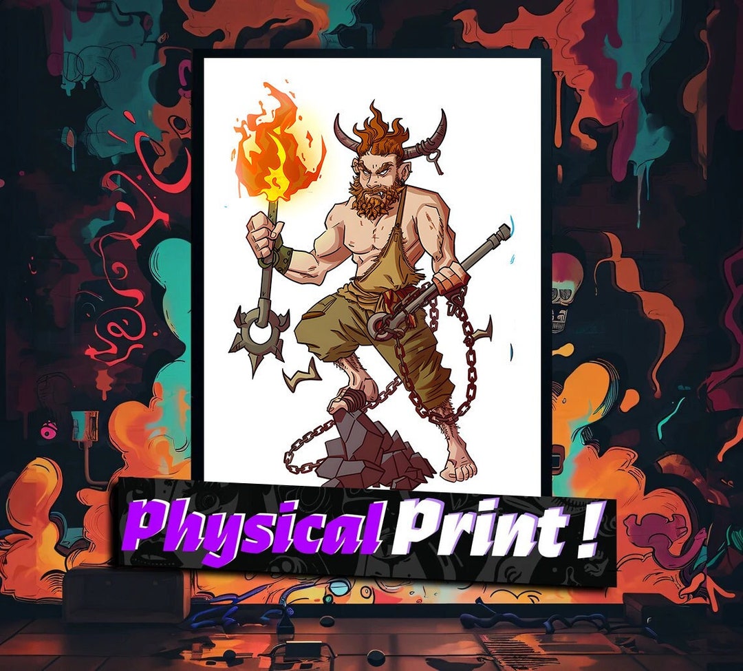 Hephaestus God of Fire Art Print Olympian Blacksmith and Craftsman ...