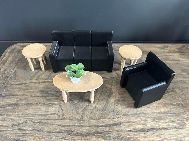 Barbie Doll House Furniture, Living Room in Black and Bedroom Set - Etsy