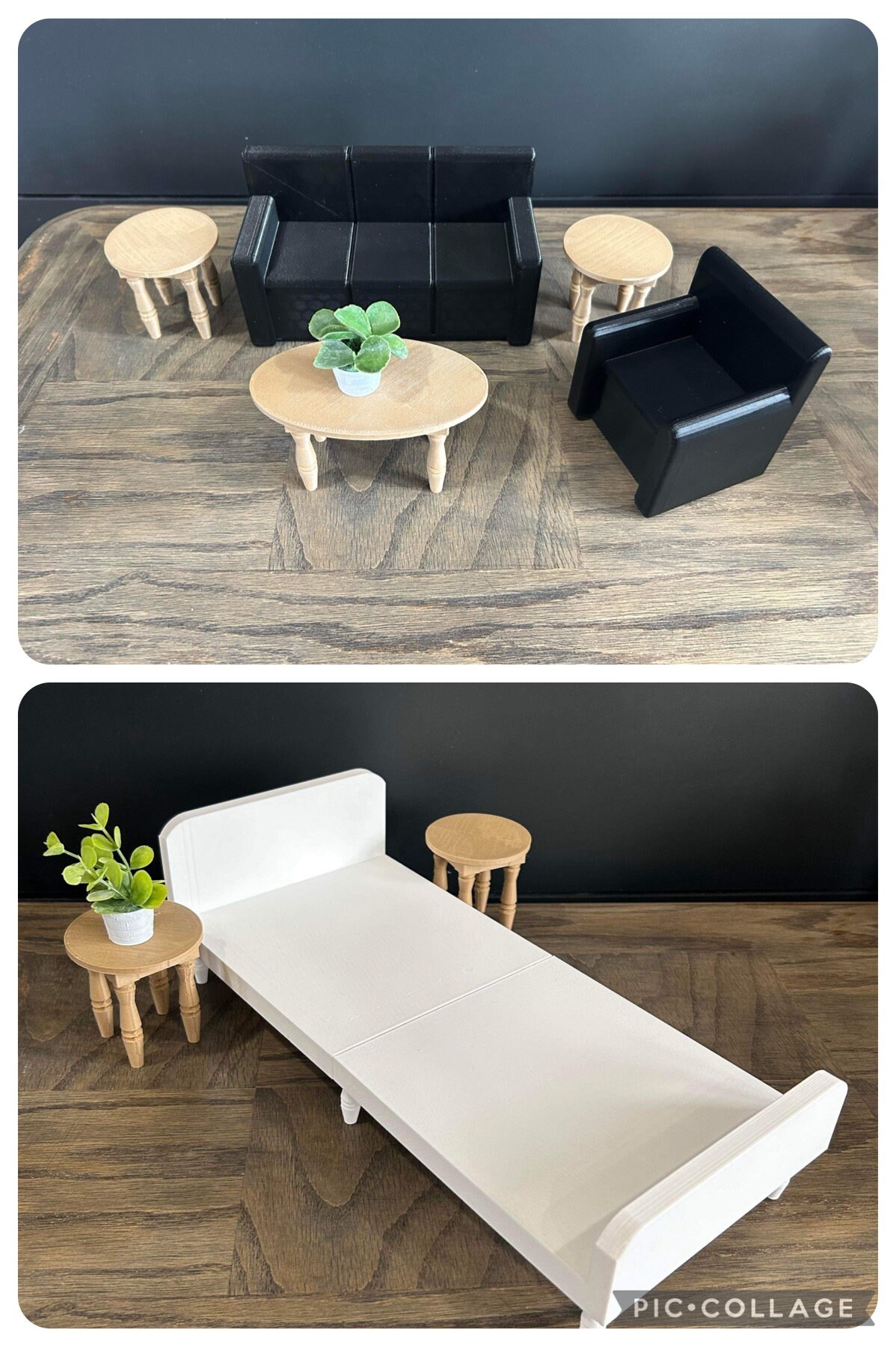 Barbie Doll House Furniture, Living Room in Black and Bedroom Set - Etsy