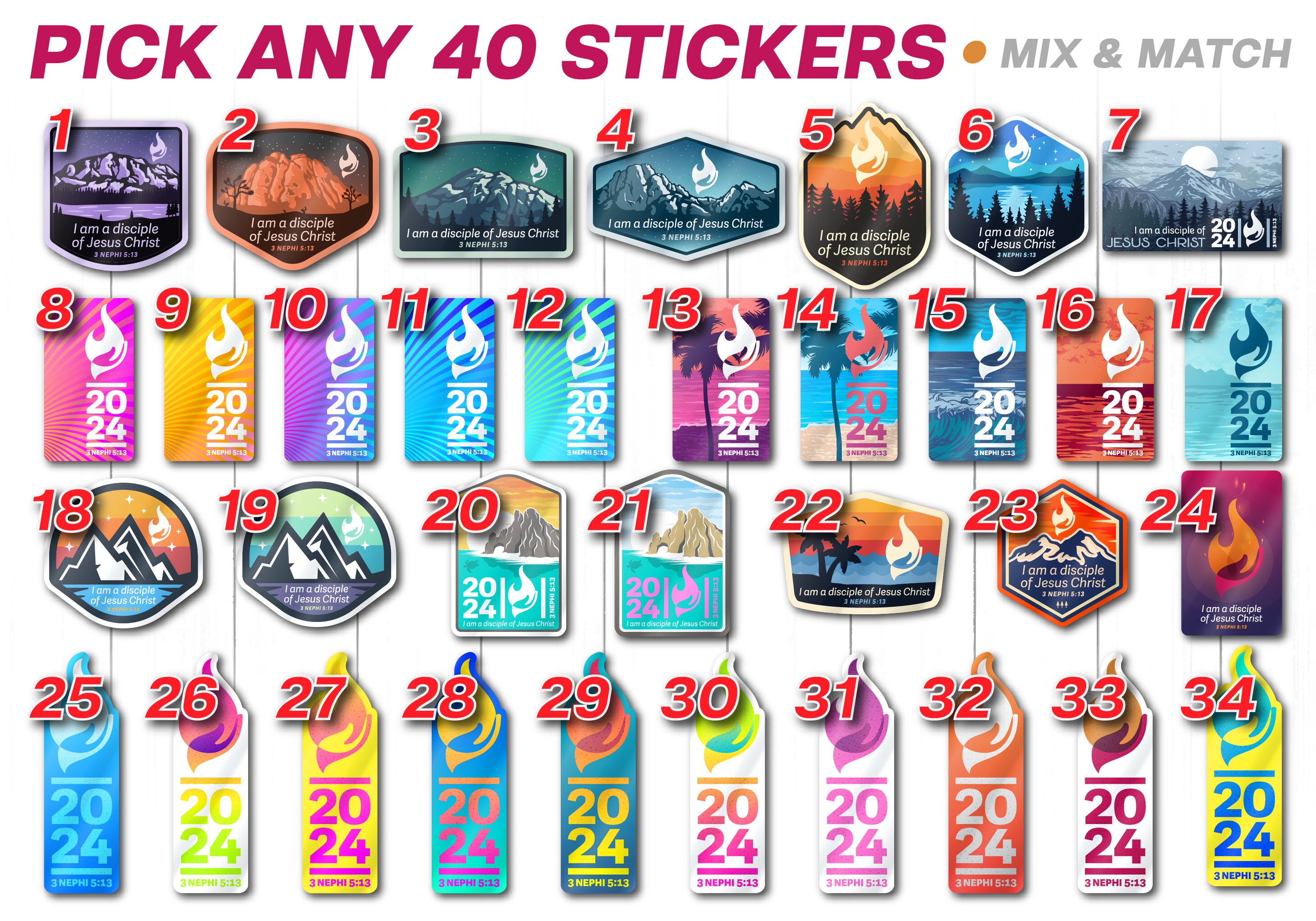40 Stickers You Pick LDS Youth Theme Stickers I Am a Disciple of Jesus ...