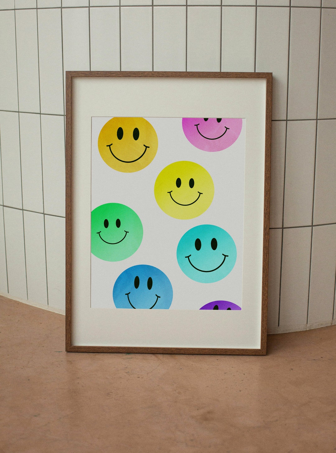 Colourful Smiley Face Wall Art, Digital Print, Digital Download Wall ...