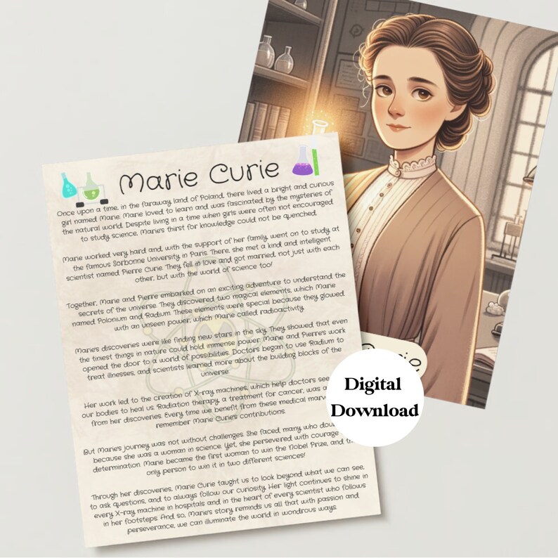Marie Curie imprimible, Mujeres pioneras, Mujeres en la ciencia, STEM ...
