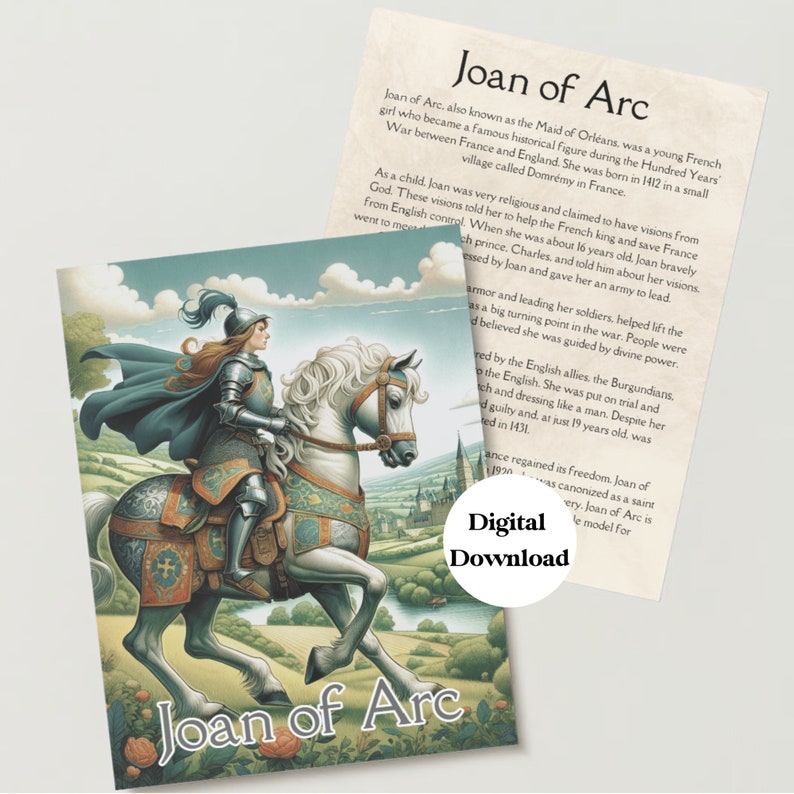 Joan of Arc Printable, Digital Download, Joan of Arc, Women in History ...