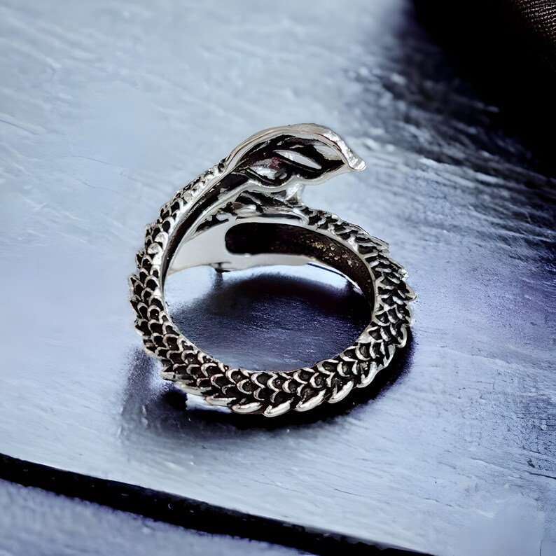 Silver Dragon Entangled Adjustable Ring, Punk Rings, Silver Dragon Ring ...