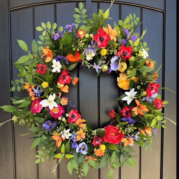 Spring Wreaths for Front Door Outdoor - Etsy