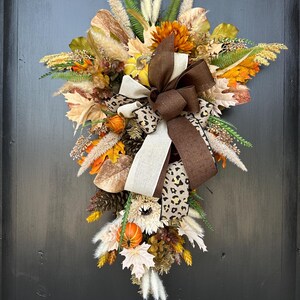 Extra Large Fall Front Door Swag, Autumn Porch Decor, Pumpkin Door Swag ...