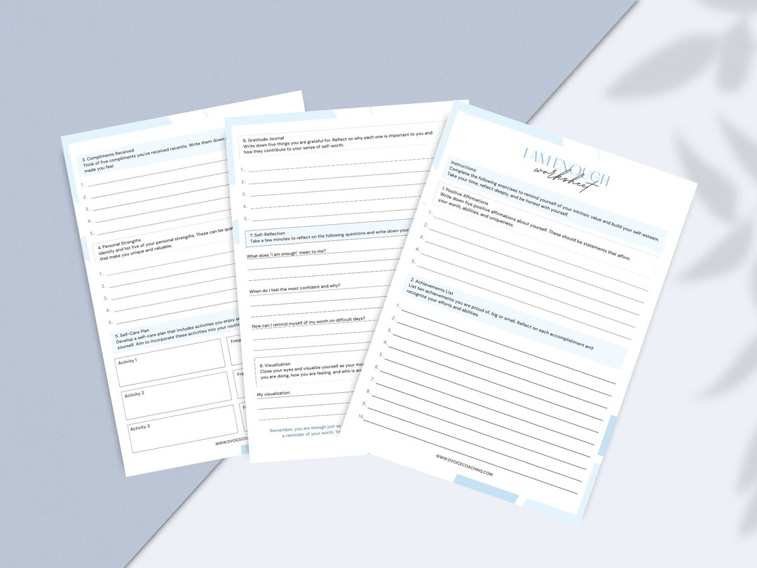 I AM Enough Worksheet - Etsy