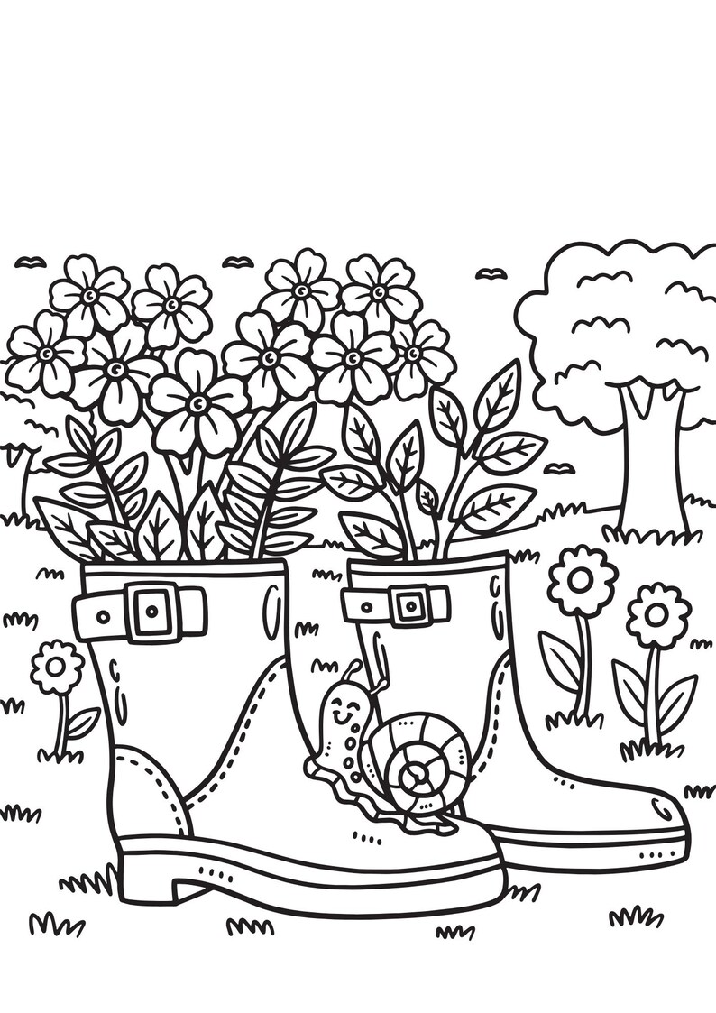 100 Spring Coloring Pages: Floral & Nature Designs (PDF) - Etsy