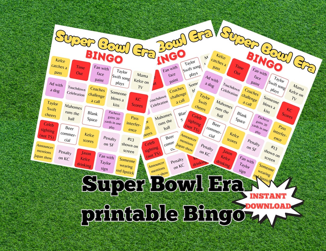Taylor Swift swiftie Bowl super Bowl Party bingo Game INSTANT DOWNLOAD ...