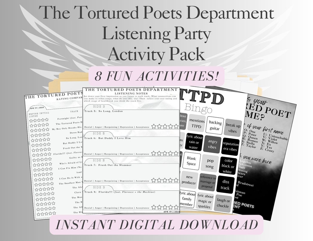 TTPD Listening Party activities instant Download printable taylor ...