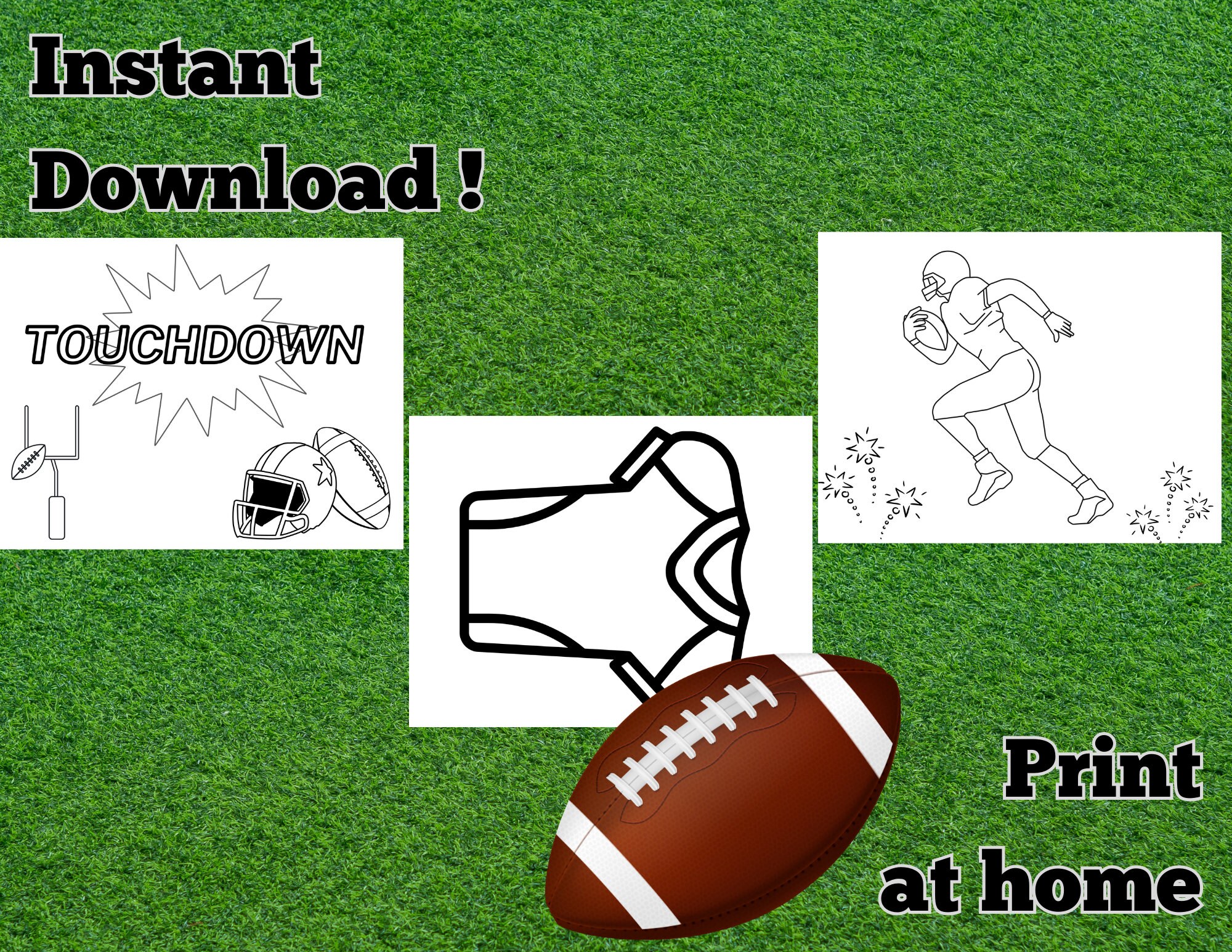 Super Bowl Party Coloring Pages INSTANT DOWNLOAD Printable Kids ...