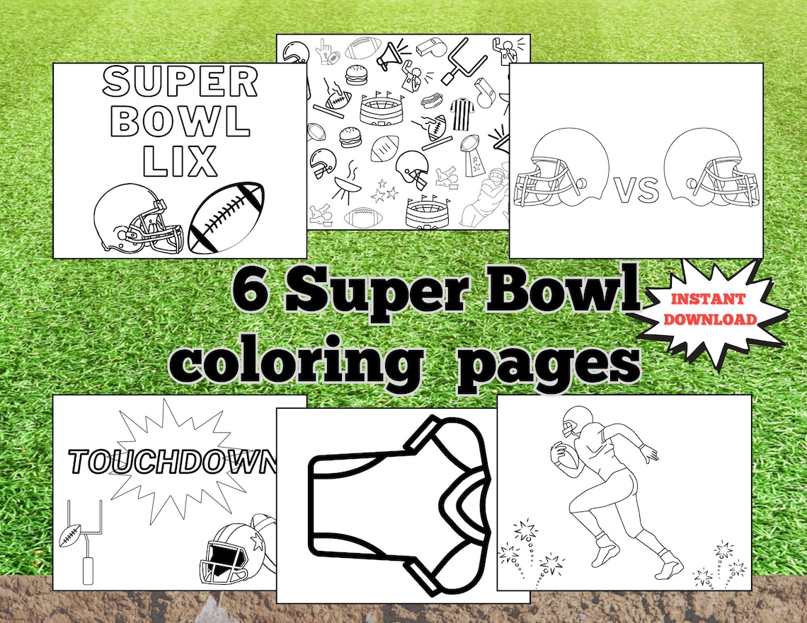 Super Bowl Party | Coloring Pages | INSTANT DOWNLOAD | Printable | Kids ...