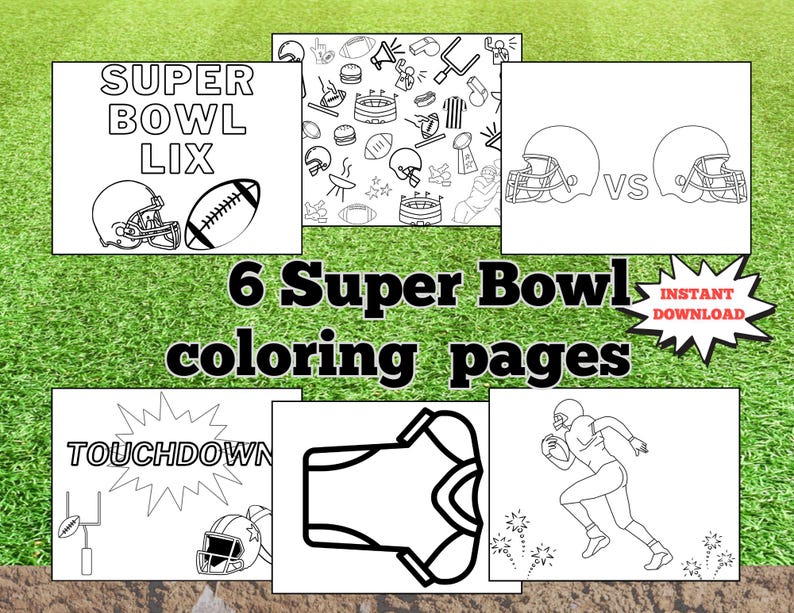 Super Bowl Party | Coloring Pages | INSTANT DOWNLOAD | Printable | Kids ...