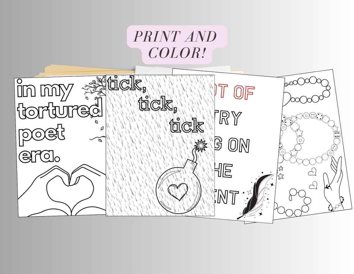 TTPD Listening Party coloring Pages INSTANT DOWNLOAD printable taylor ...