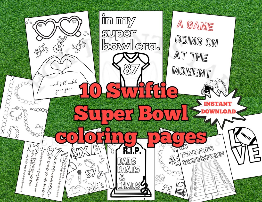 Swiftie Super Bowl Coloring Pages | 10 Printable Designs (digital ...