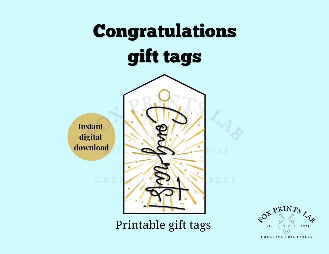 Congratulations Graduation Gift Tags | Printable Instant Download ...