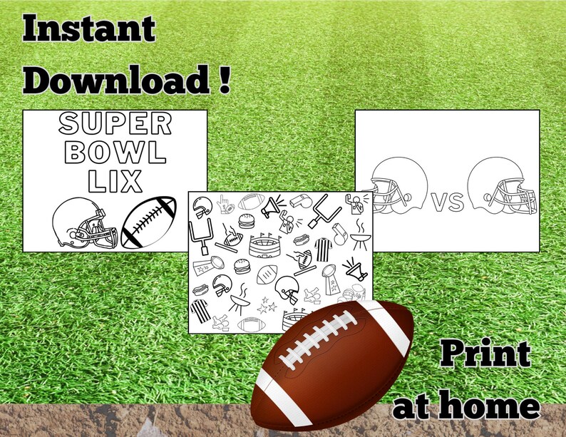 Super Bowl Party | Coloring Pages | INSTANT DOWNLOAD | Printable | Kids ...