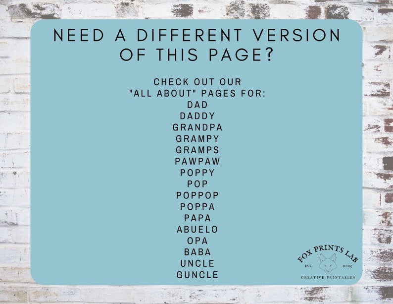 All About Pop Father's Day Printable | INSTANT DOWNLOAD | Kids Activity ...