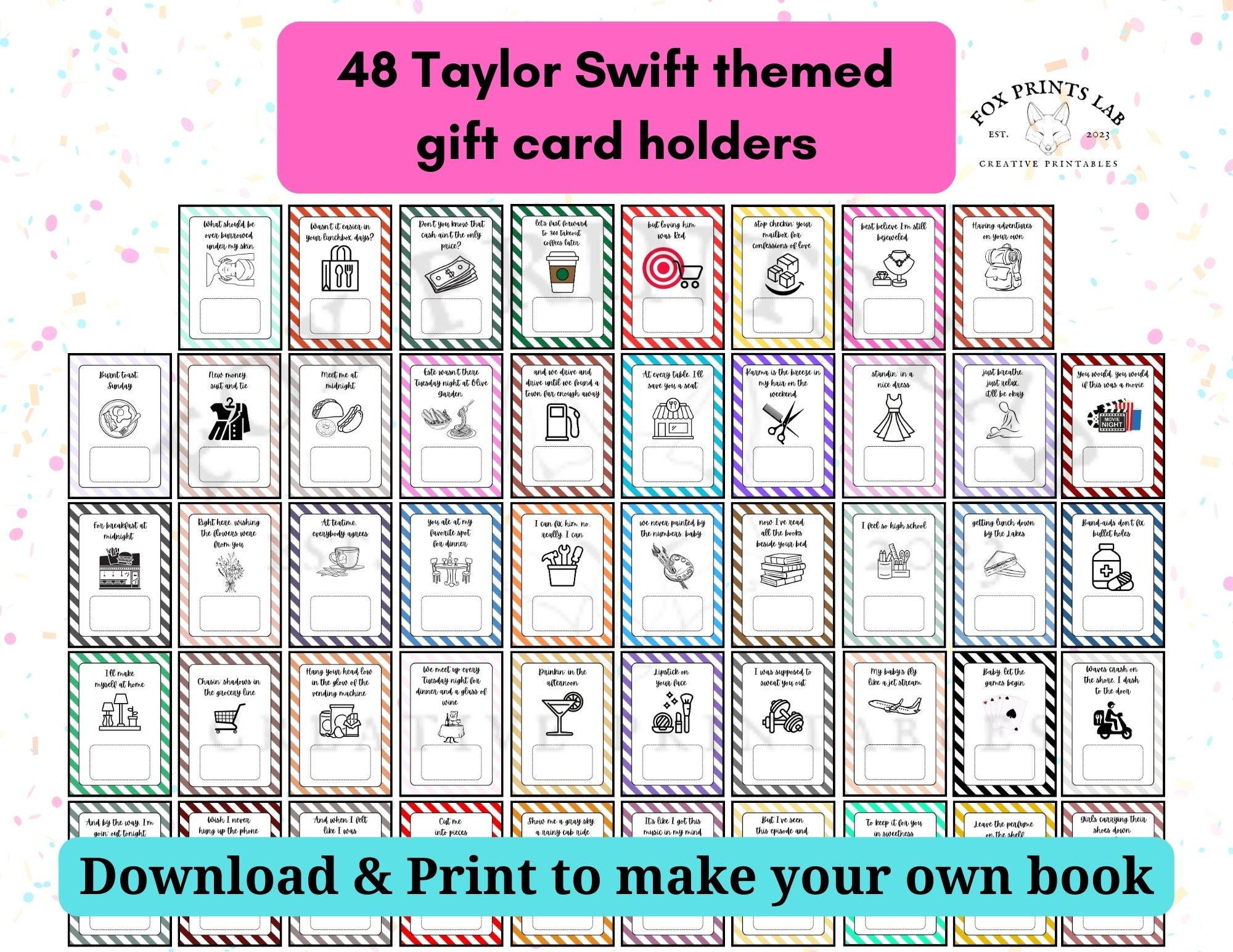 Graduation Era Gift Card Book Taylor Swift Themed Printable Instant ...