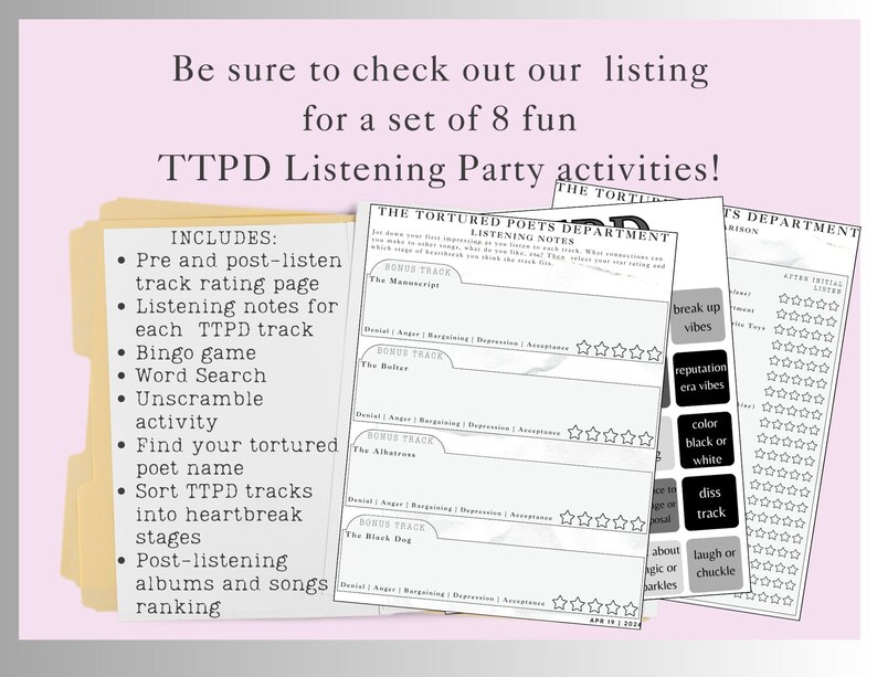 TTPD Listening Party coloring Pages INSTANT DOWNLOAD printable taylor ...