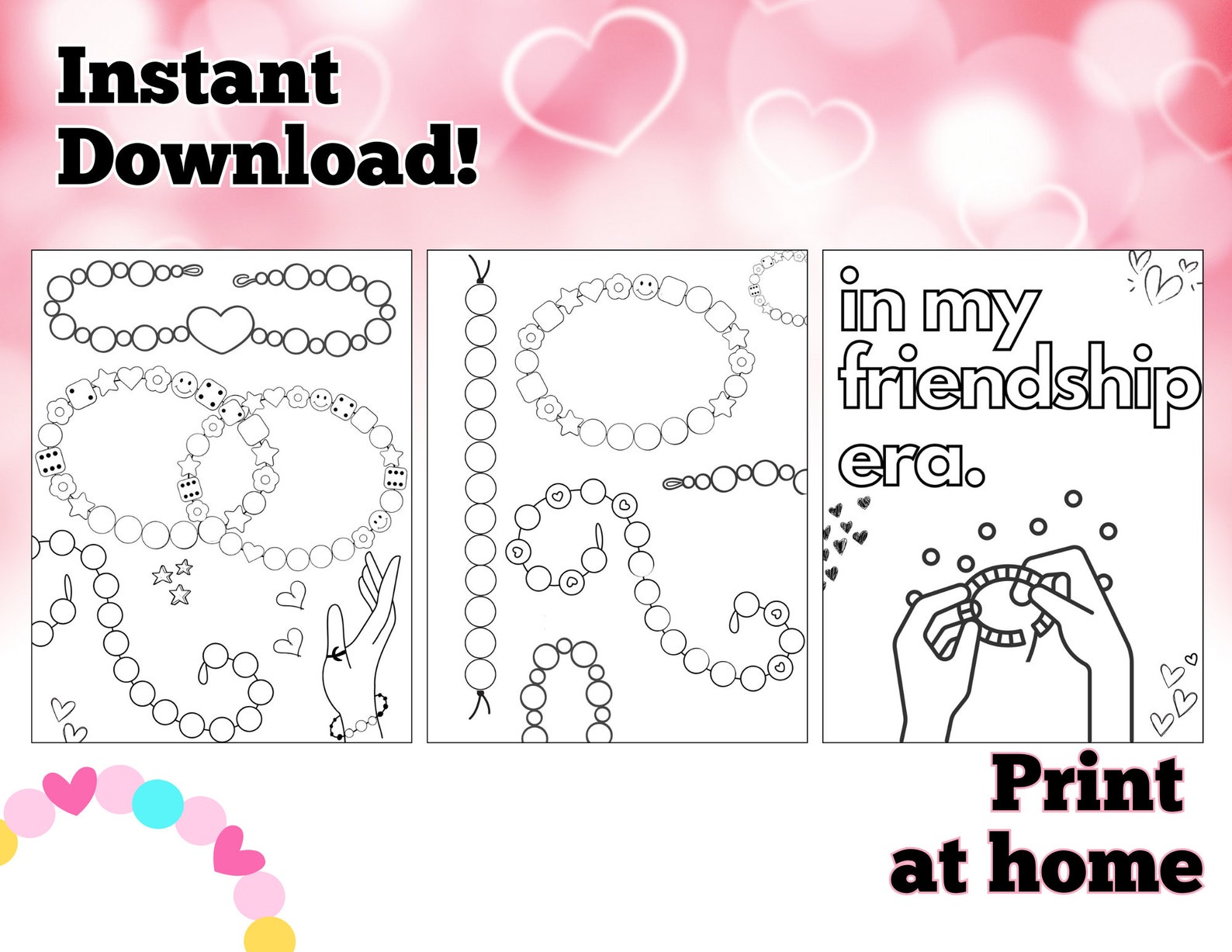 Taylor Swift Friendship Bracelet Eras Coloring Pages | INSTANT DOWNLOAD ...
