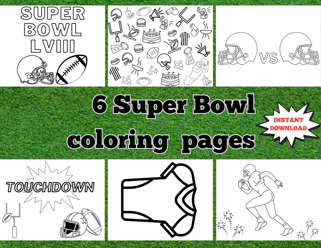 Super Bowl Party Coloring Pages INSTANT DOWNLOAD Printable Kids ...
