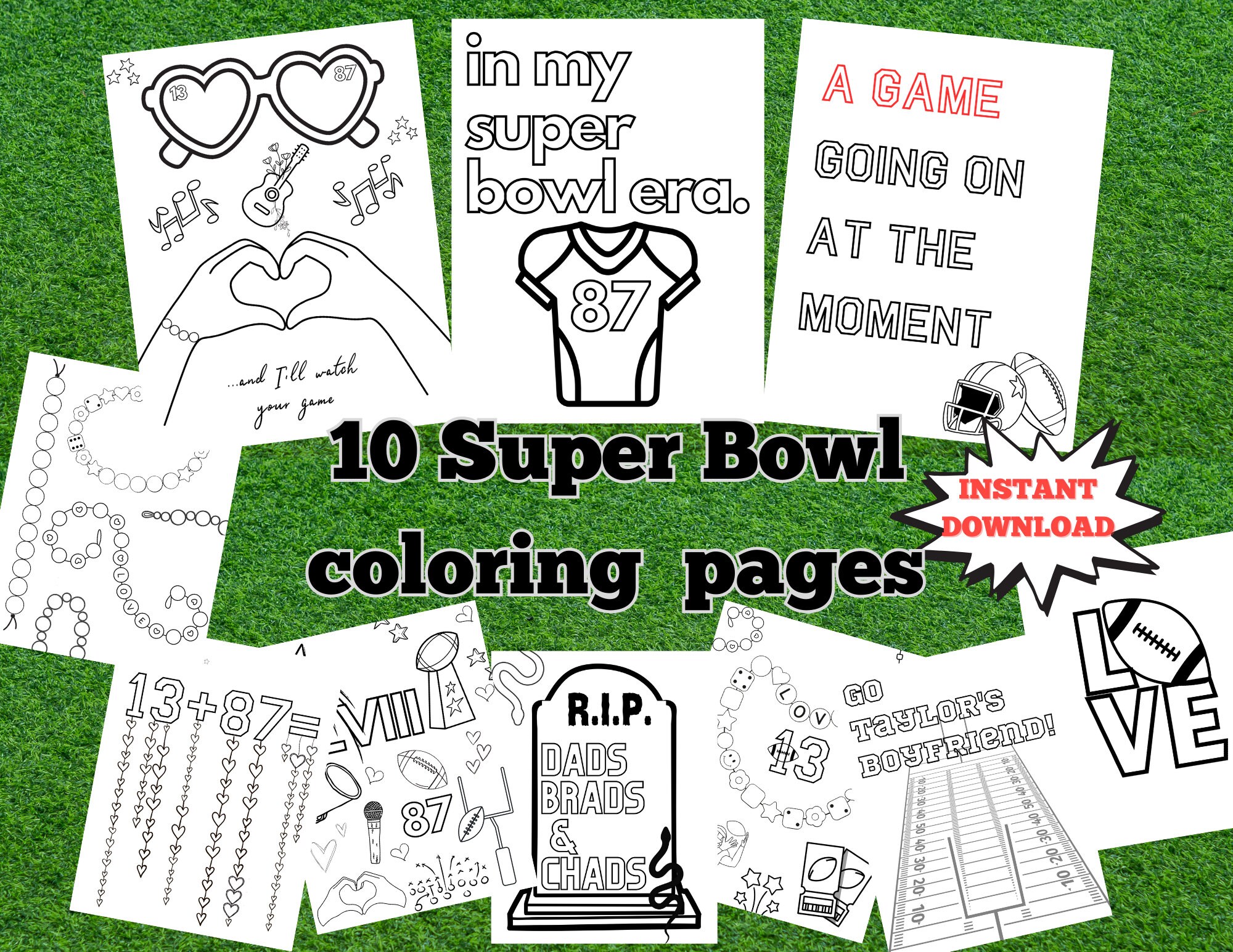 Taylor Swift swiftie Bowl super Bowl Party coloring Page INSTANT ...